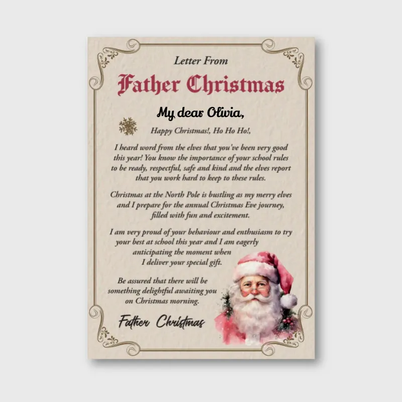 Personalised Father Christmas 'Classic' Letter - A4 A4 Father Christmas ...